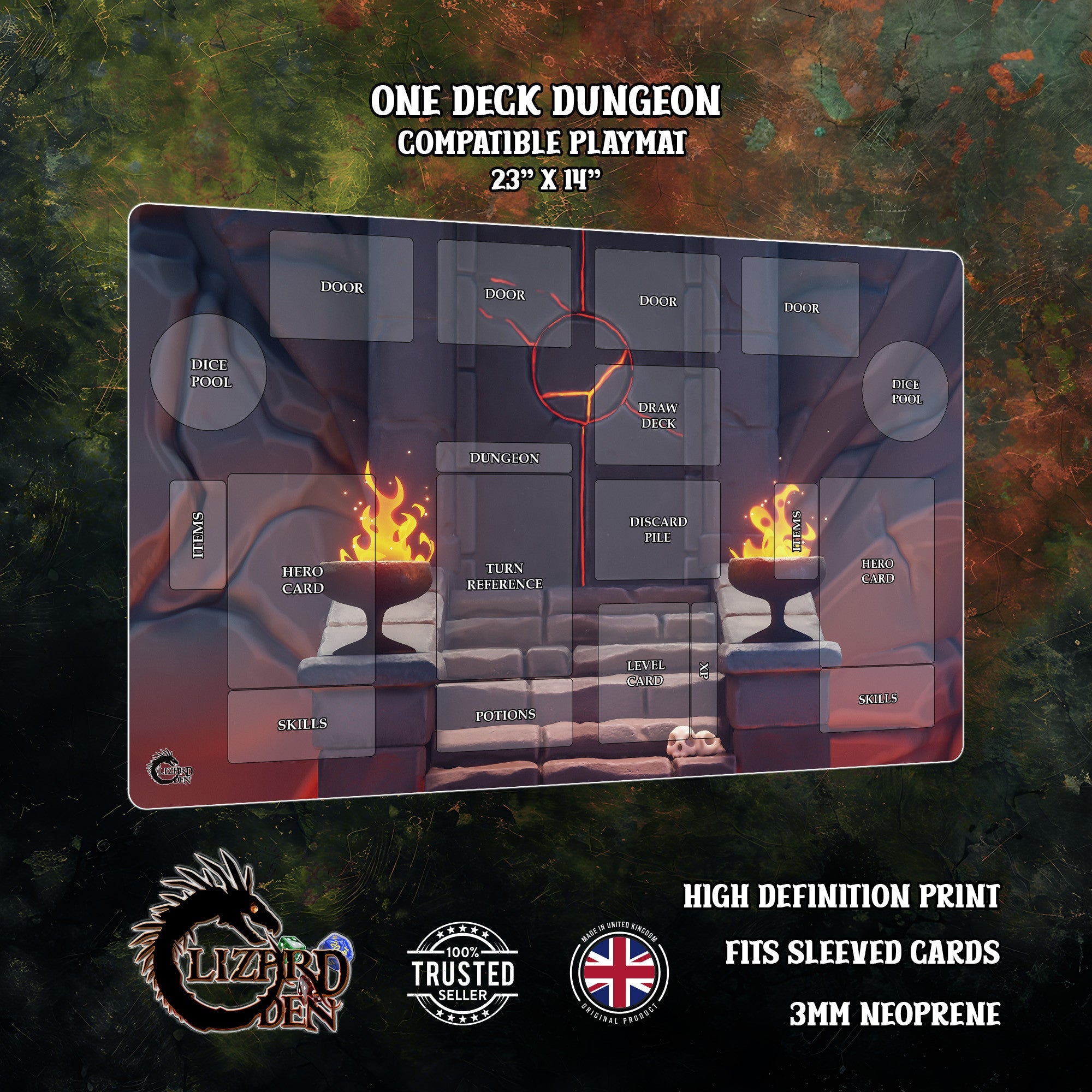 One Deck Dungeon Custom Playmat – Lizard Den